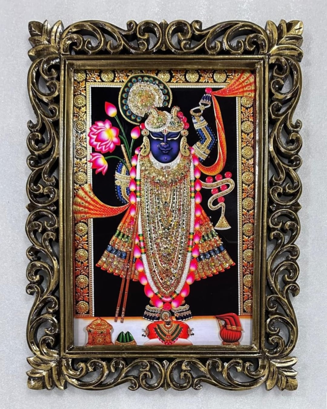 Shrinathji Artistic Crystal Art-work Laminated Painting in Carved ...
