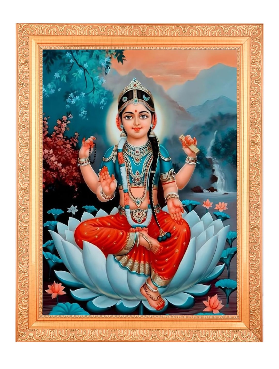 Sri Bala Tripura Sundari Devi Print in Golden Artwork Frame (11 X 14 ...