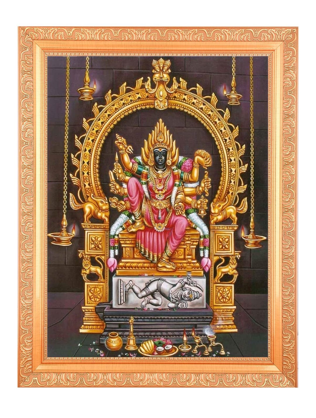 Samayapuram Mariamman Sparkle Photo in Golden Frame, Religious Wall ...