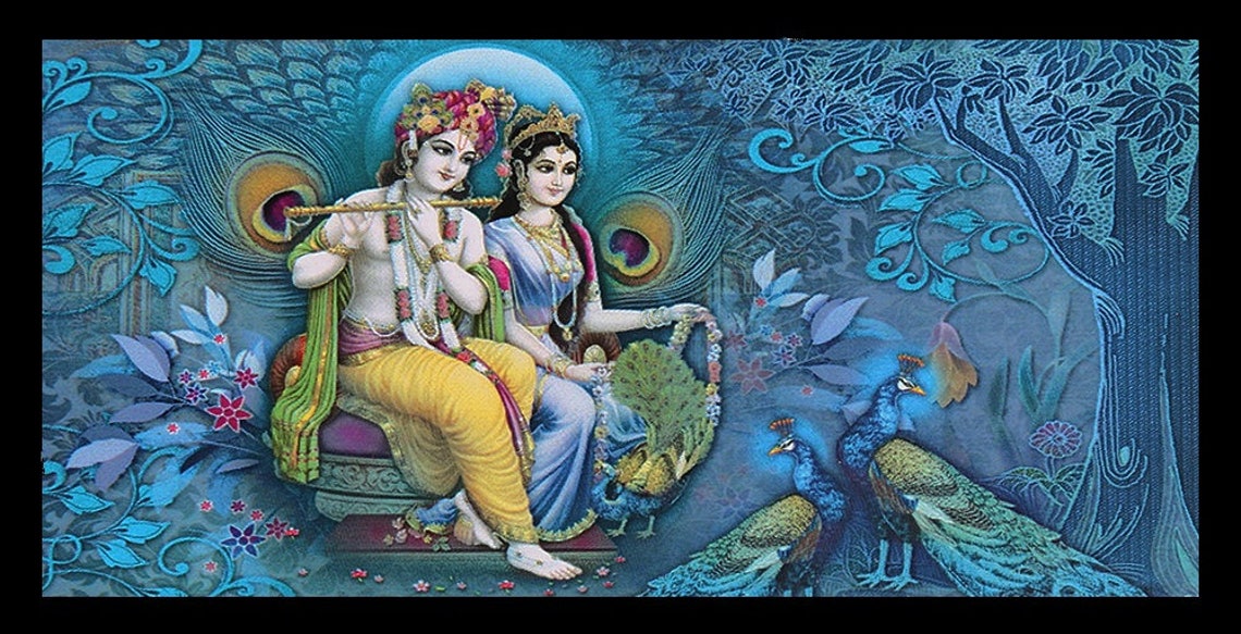 Radha Krishna Sparkle Print Wall Sticker Poster Without Frame - Etsy