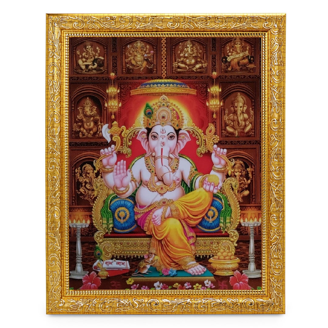 Ashtavinayak Ganesha Beautiful Sparkle Print Elegant Photo in Golden ...