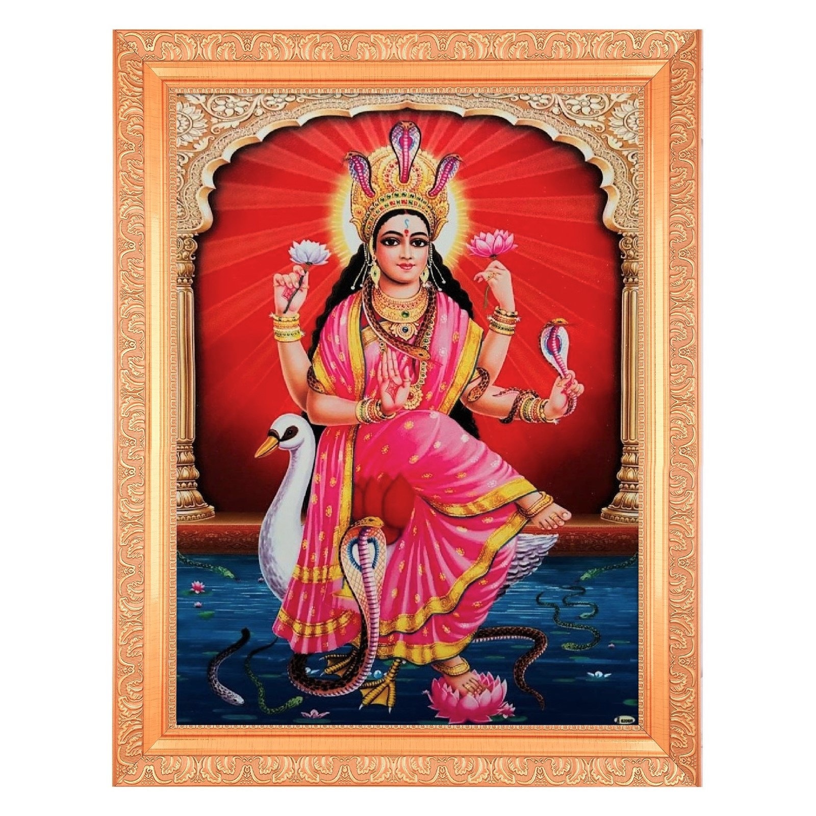 Manasa Devi Hindu Goddess Photo in Golden Frame - Etsy