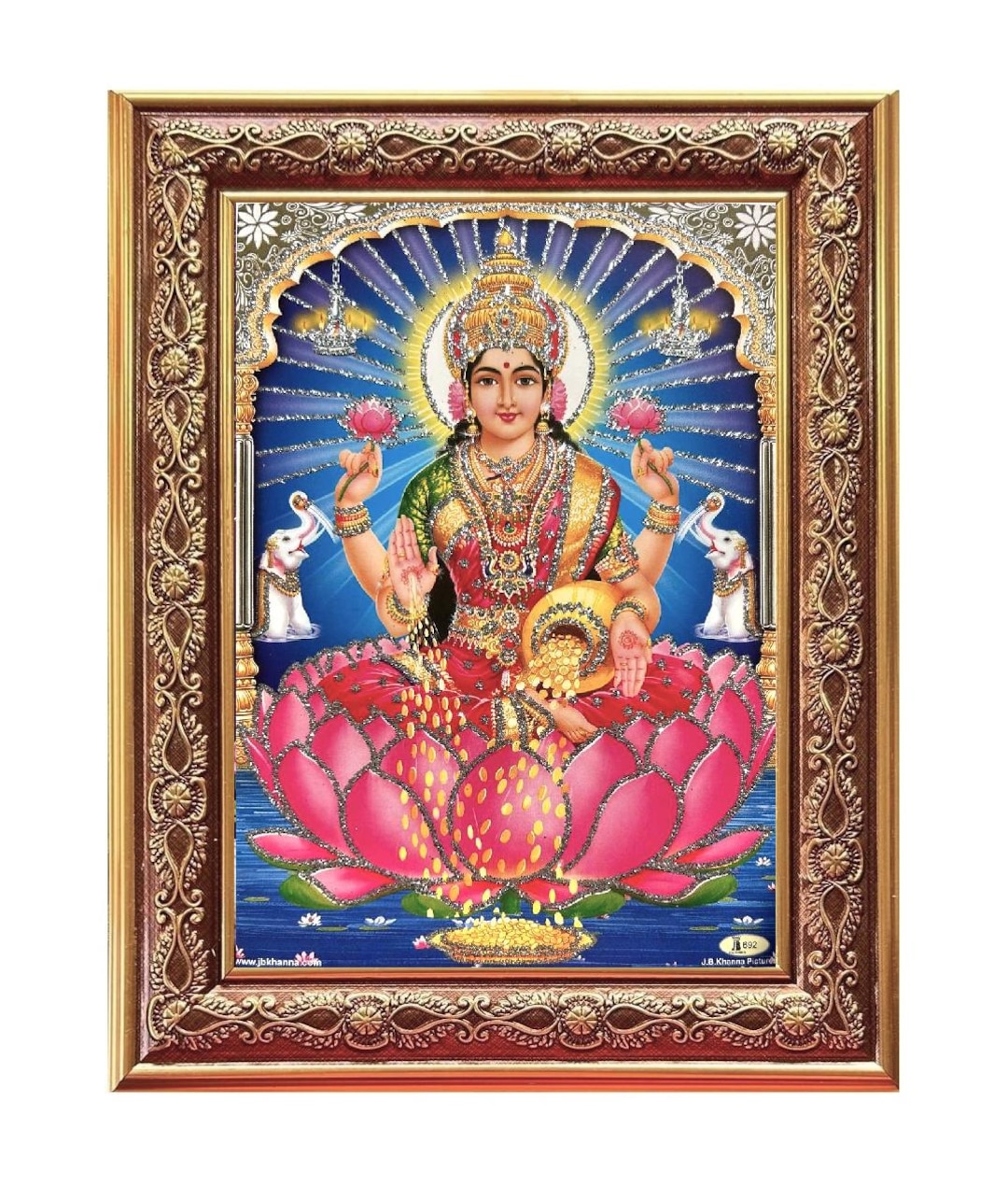 Lakshmi Golden Art Photo Print in Ornate Frame (7.50 X 9.50 Inch) - Etsy UK