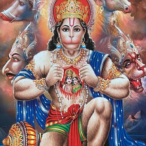 Hanuman-ji Painting Print in Carved Wooden Frame (23X17 Inch) - Etsy