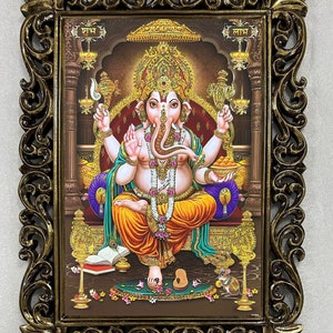 Ganesh-ji Artistic Gold Work Photo Design Painting Print in Carved ...