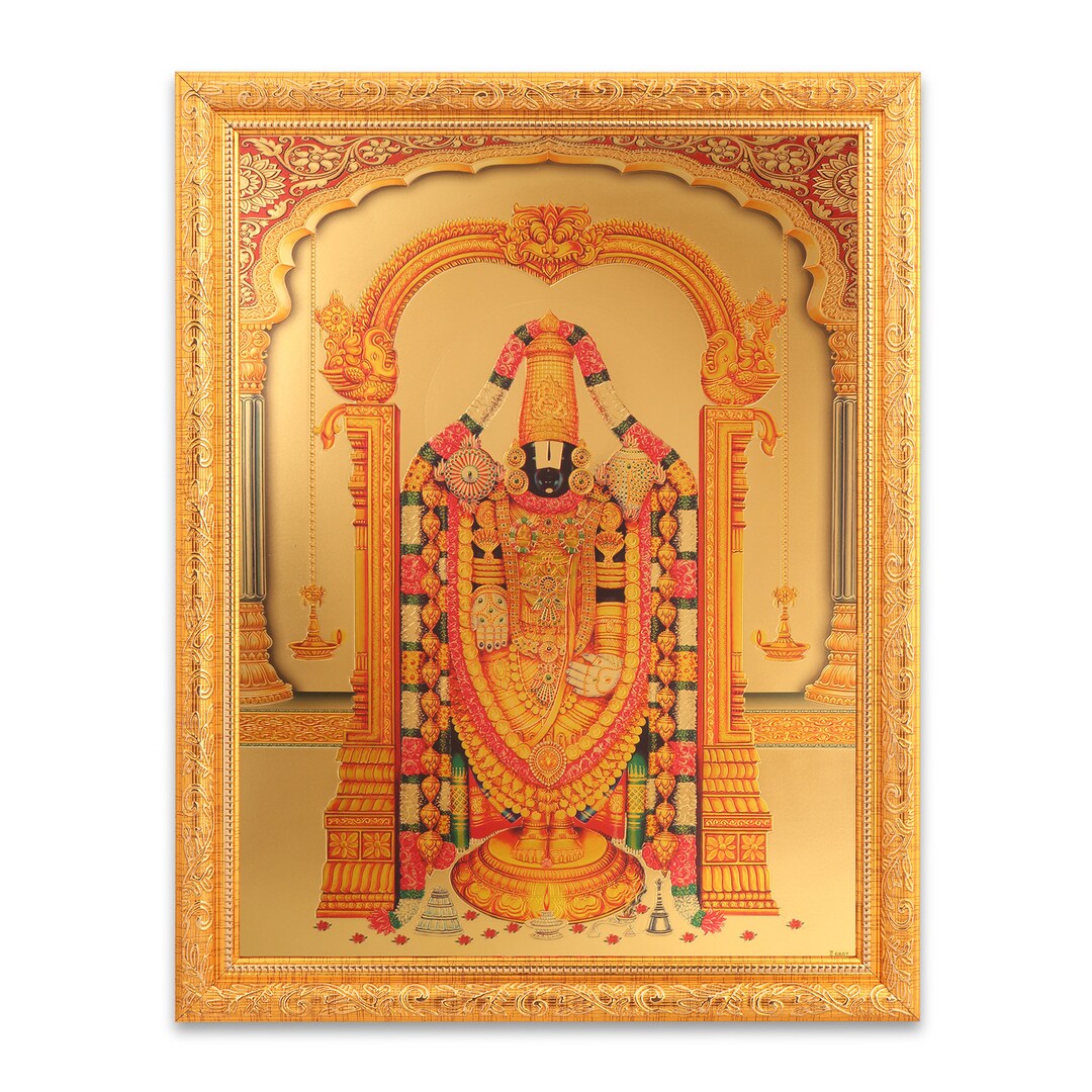 Tirupati Balaji Golden Foil Print Photo in Ornate Golden Frame (14x18 ...
