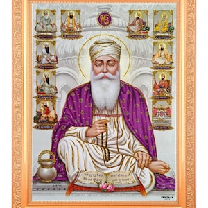 Sikh 10 Gurus Golden Temple Print in Ornate Gold Frame (11 X 14 Inch ...
