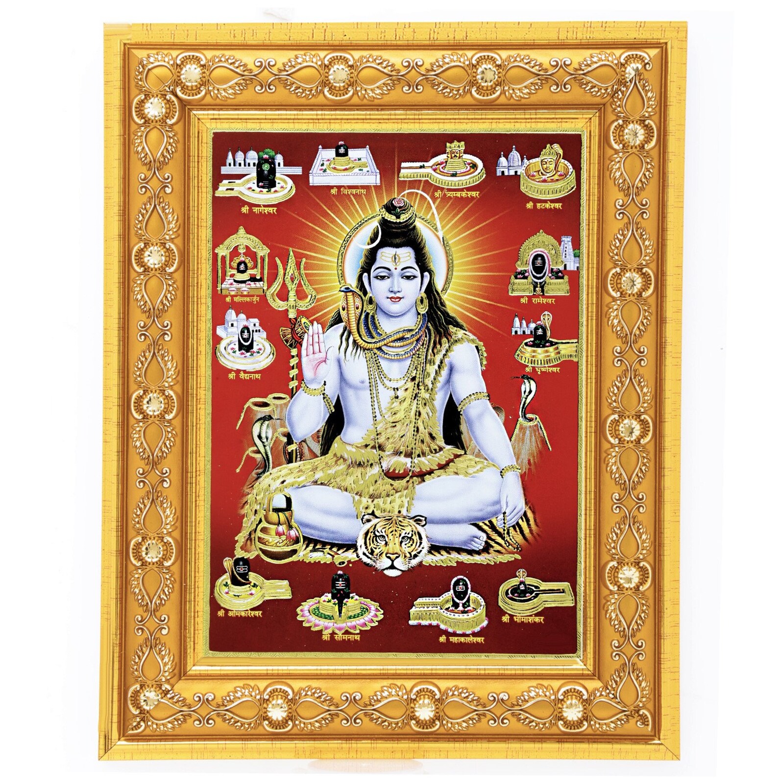 Shiv-ji With 12 Jyotirlingas Golden Art Work Colour Photo in - Etsy