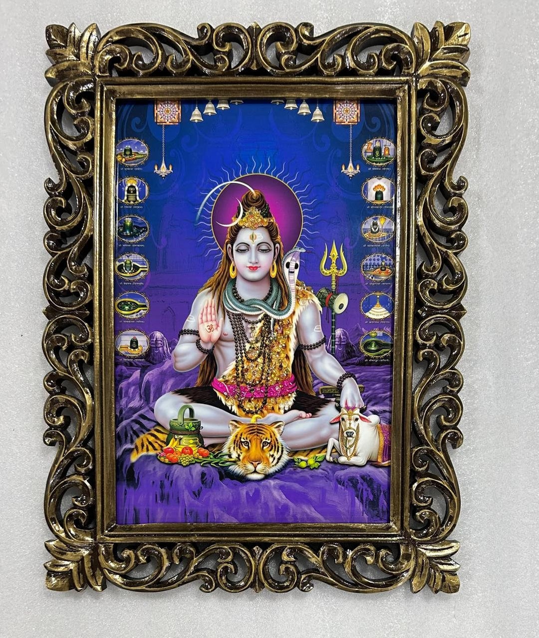 Shiv Bhagwan Artistic Crystal Art-work Laminated Painting in Carved ...