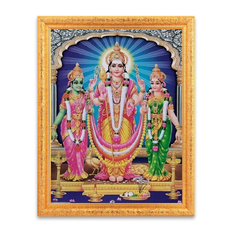 Murugan Valli Devsena Sparkle Print Digital Photo in Golden - Etsy