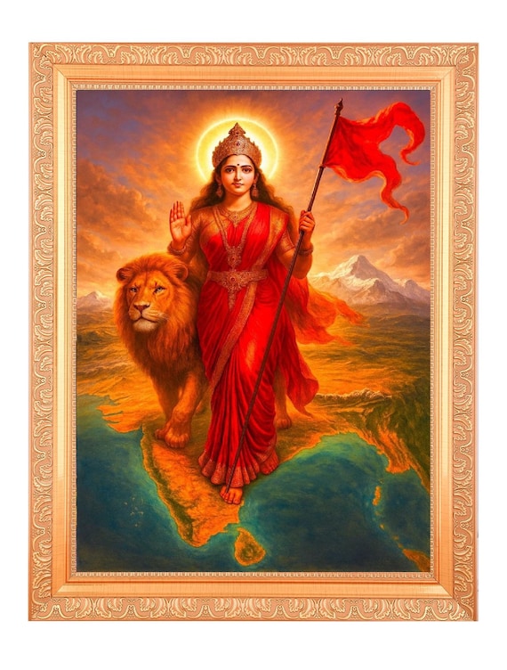 Bharat Mata With Lion