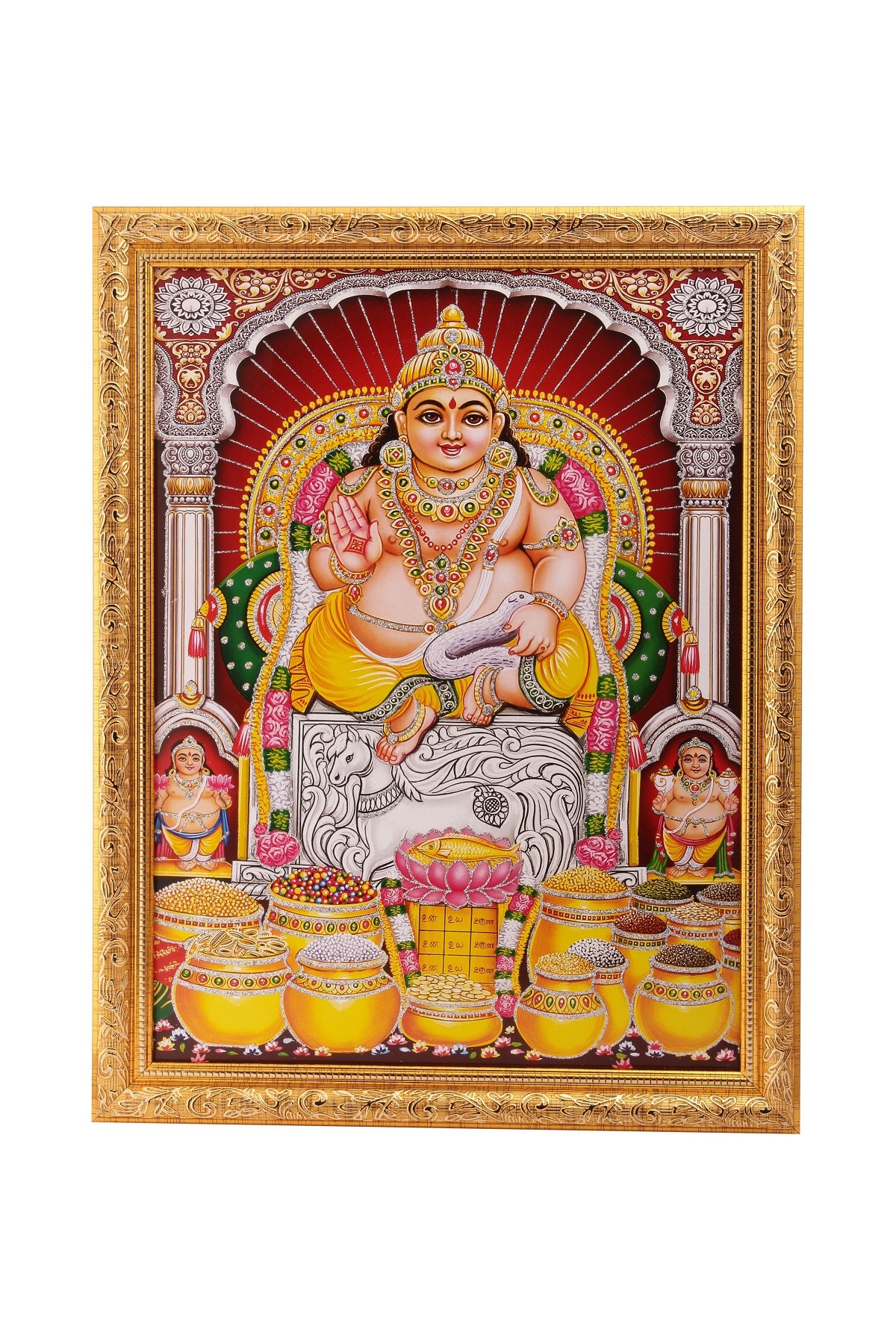 Kuber Maharaj Silver Zari Art Work Photo in Golden Frame Big - Etsy