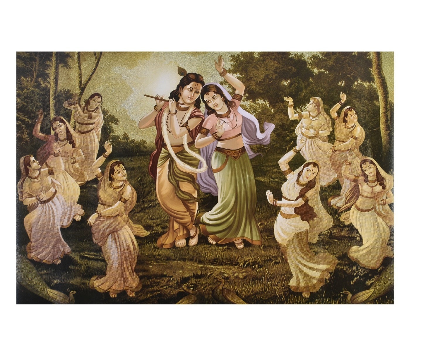 Radha Krishna Raas Leela Painting Print With Texture Coating - Etsy