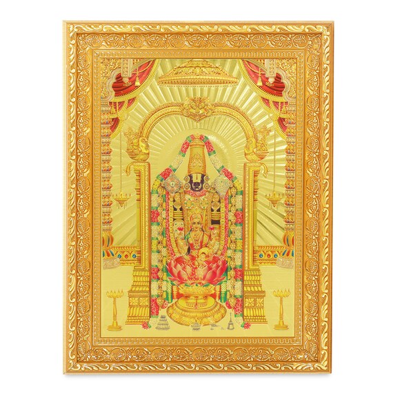 Tirupati Balaji With Maa Lakshmi Golden Foil Photo in Art Work - Etsy