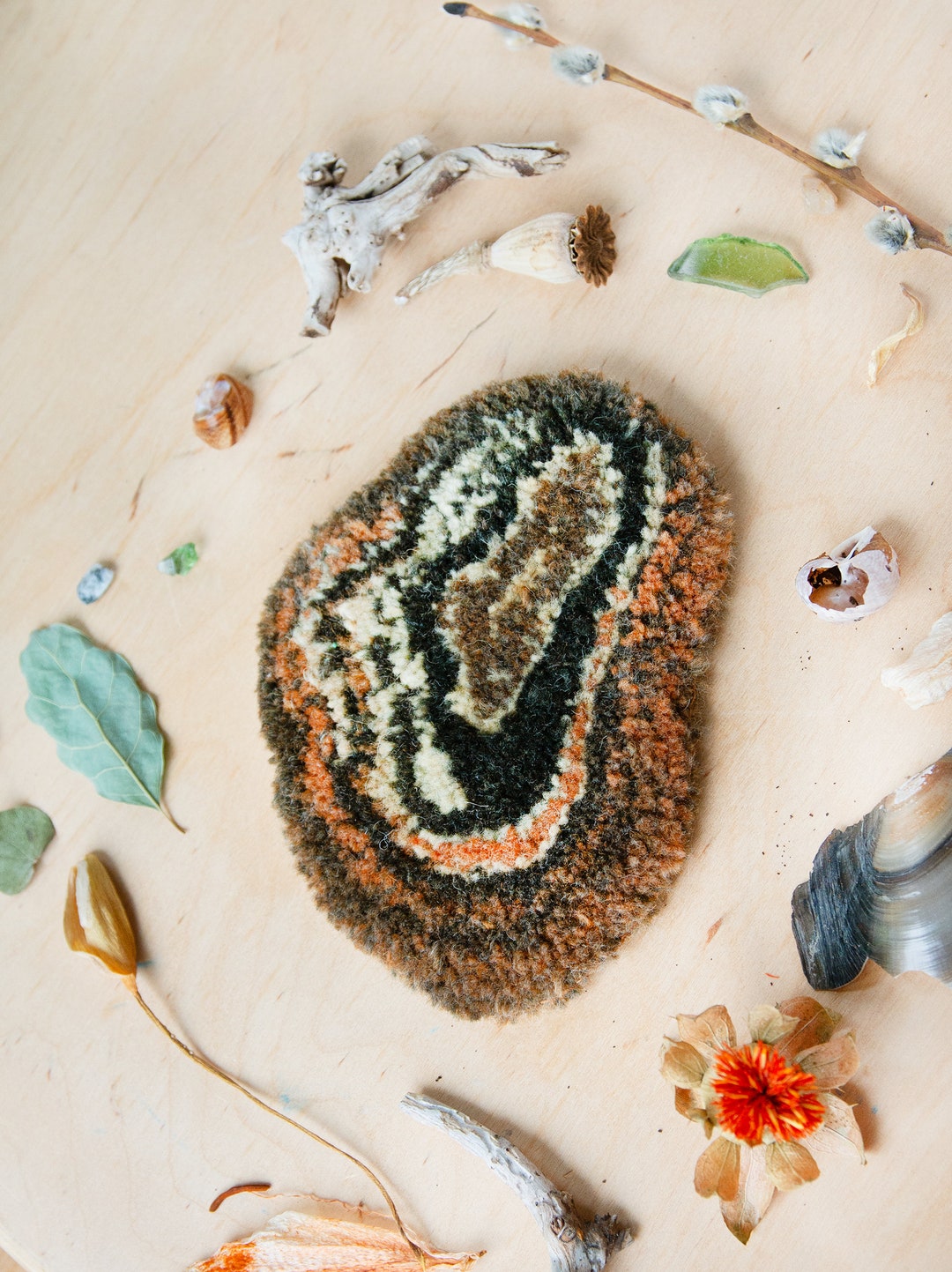 Nature Punch Needle Coaster : Handmade Mug Rug - Etsy