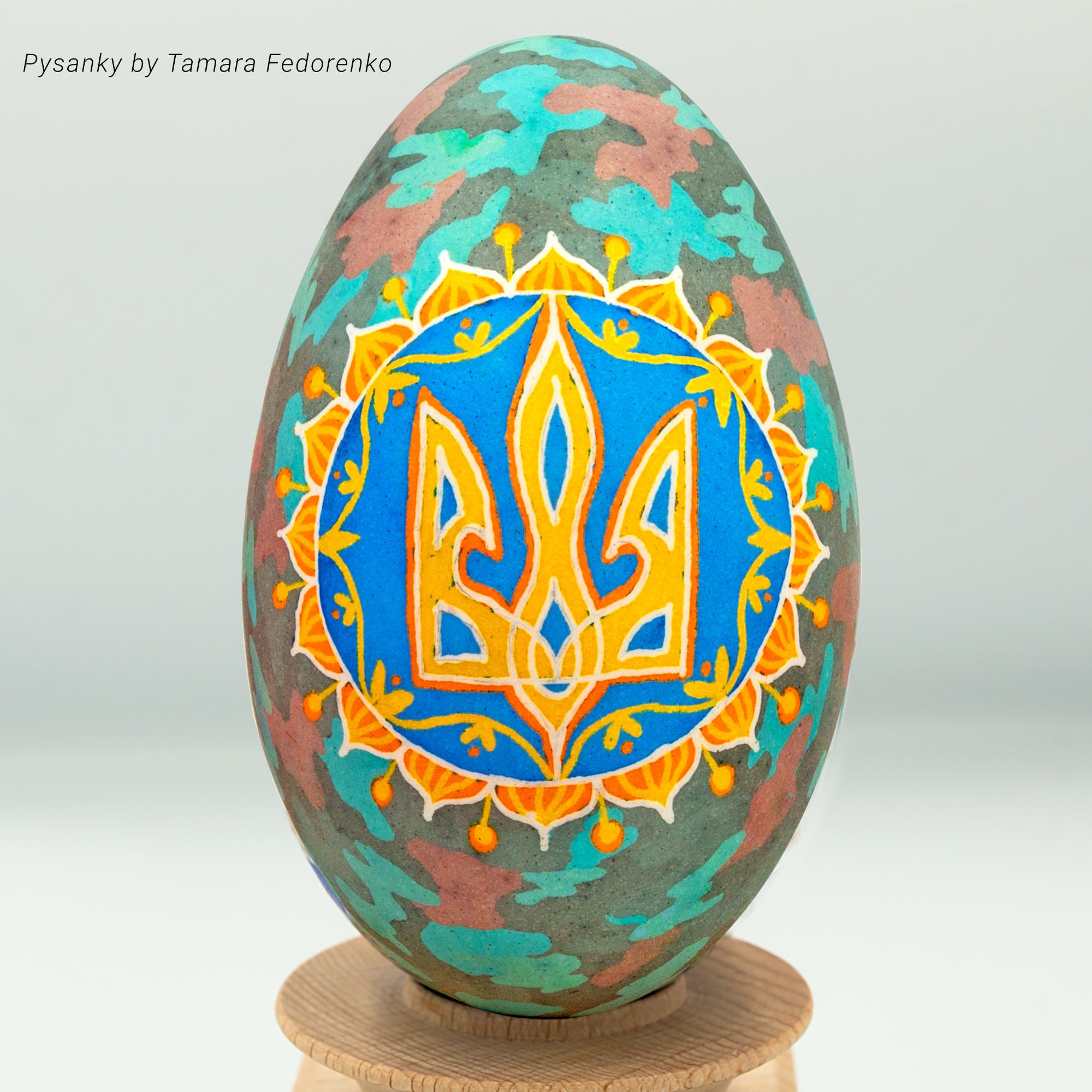 Ukrainian Emblem Tryzub Trident Military Style Real Big Pysanka Goose ...
