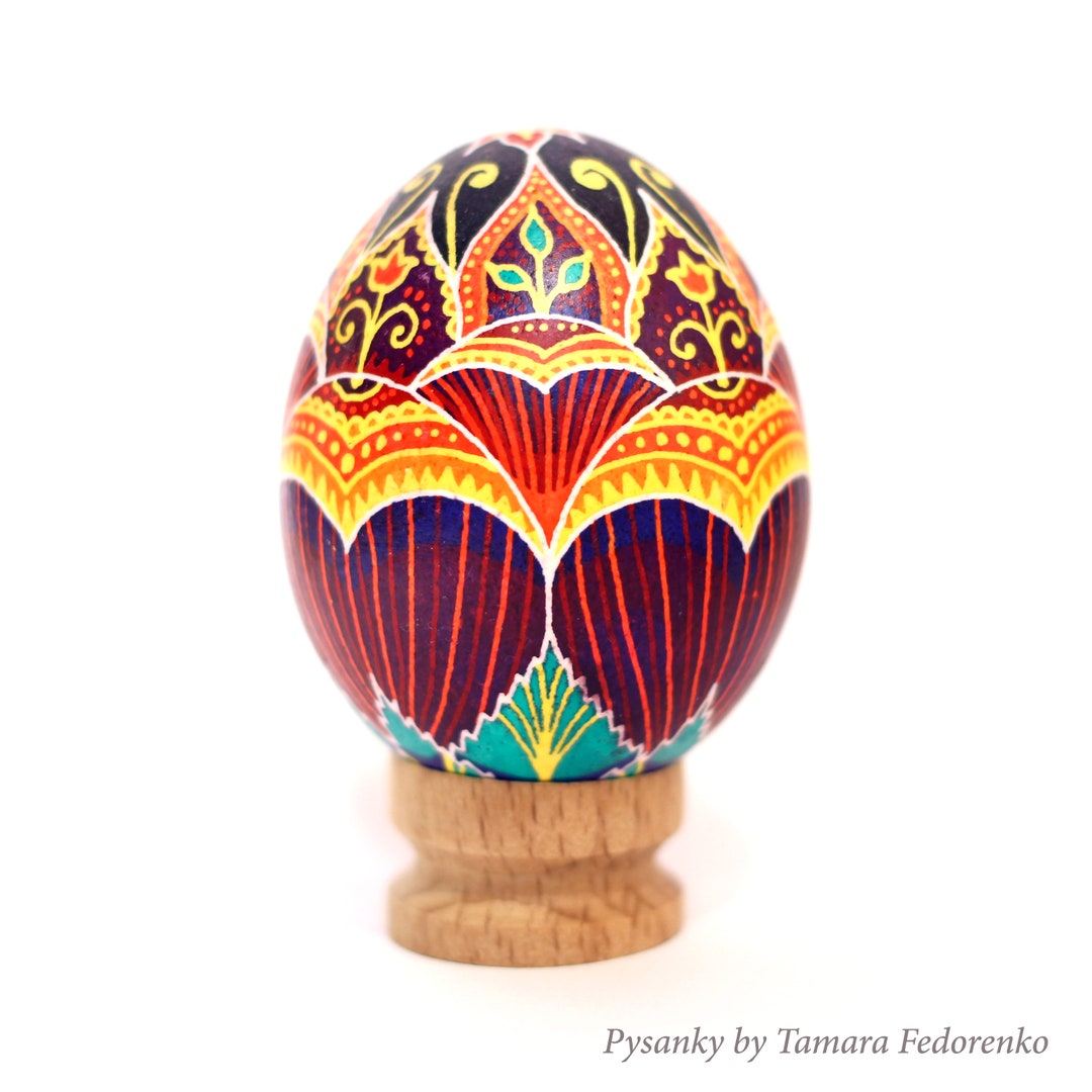 Ukrainian Pysanka Egg, Lotus Flower Batik, Handmade Easter Gift - Etsy
