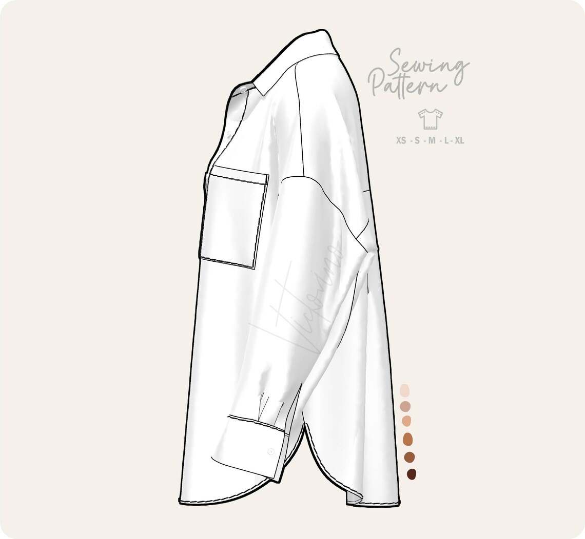 Old Money Style Classic Oversize Oxford Shirt PDF Sewing Pattern in All ...