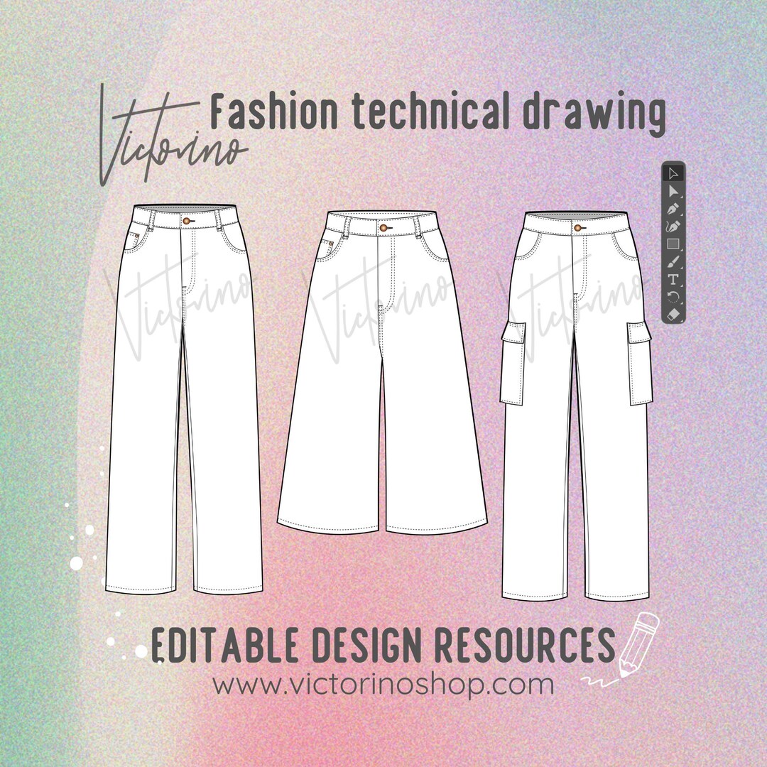 Jeans Fashion Technical Drawings Flat Technical Drawings Clothing ...