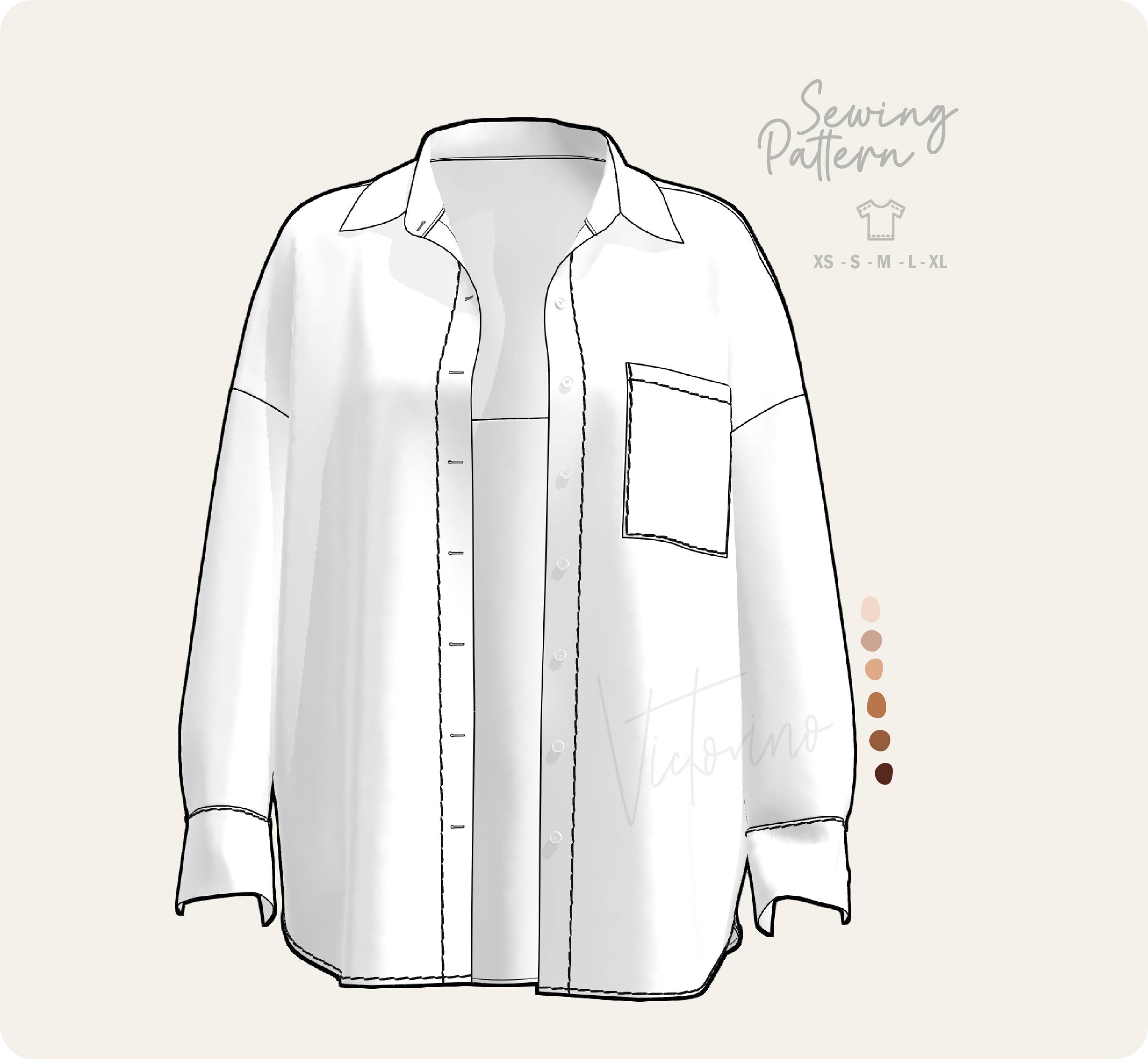 Old Money Style Classic Oversize Oxford Shirt PDF Sewing Pattern in All ...