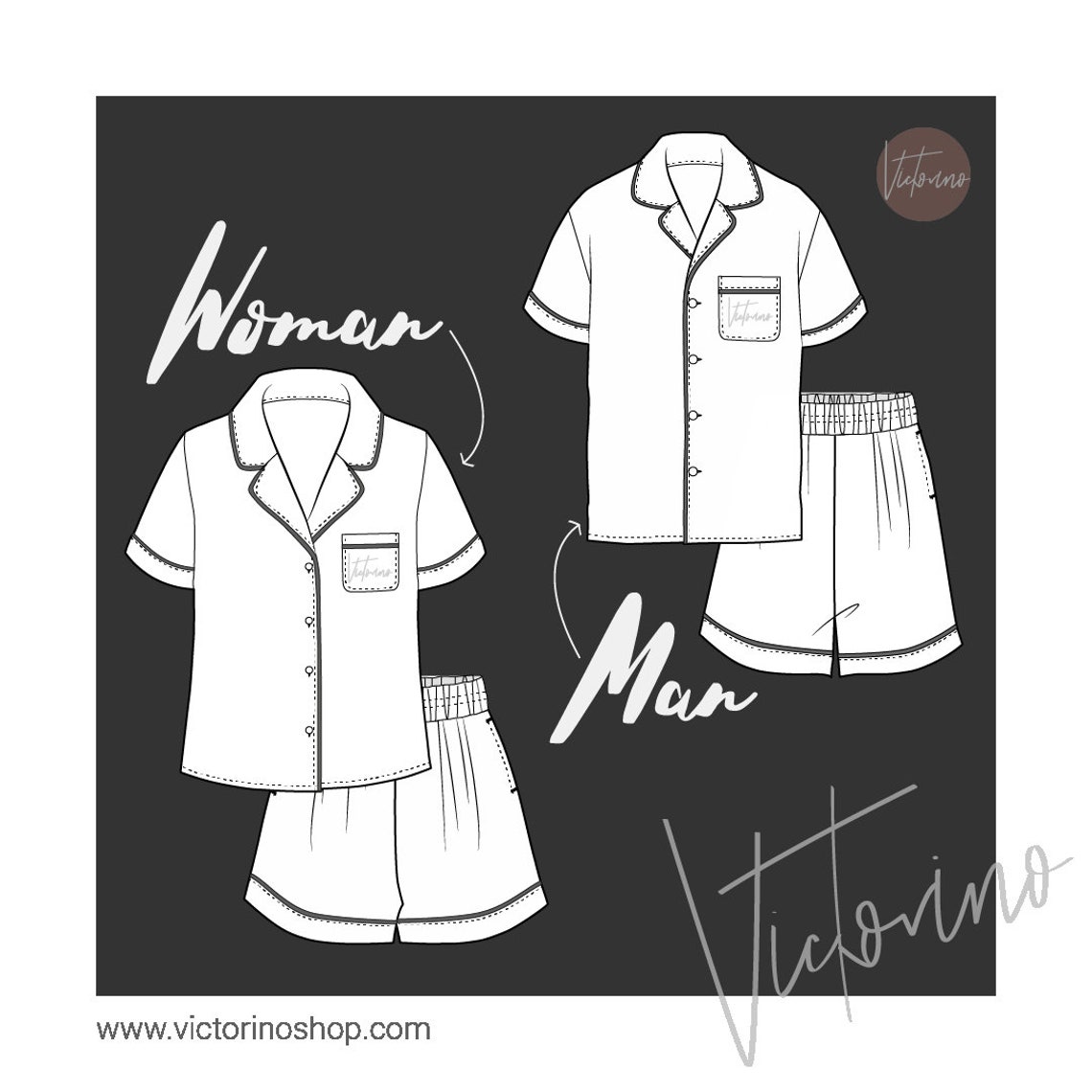 Men's and Women's Pajama Set PDF Sewing Pattern - Etsy