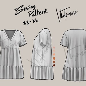 PDF Sewing Pattern - Summer Dress / V Neck Dress / V Neck Summer Dress ...