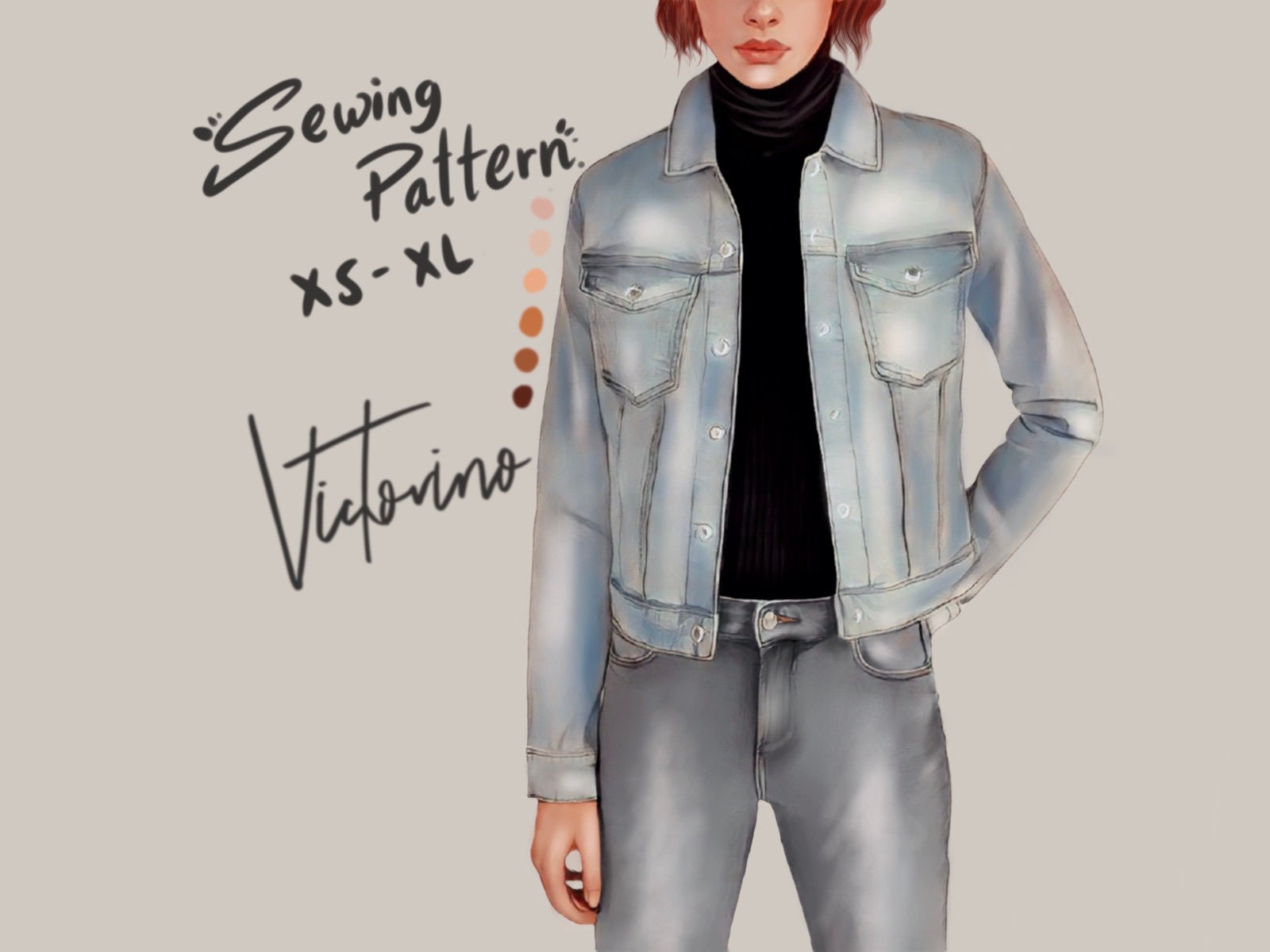 PDF Sewing Pattern Classic Denim Jacket Classic Denim Jacket for Women ...