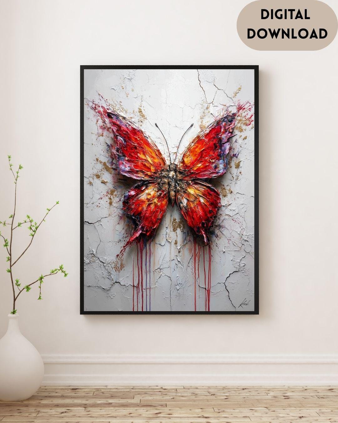 Amber Phantom Butterfly Wall Art Print, Transparent Wings Insect ...