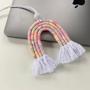 Indie Dyed Yarn Rainbow Key Chain, Boho Macrame Rainbow Bag Charm, Hand ...