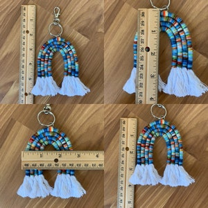 Indie Dyed Yarn Rainbow Key Chain, Boho Macrame Rainbow Bag Charm, Hand ...