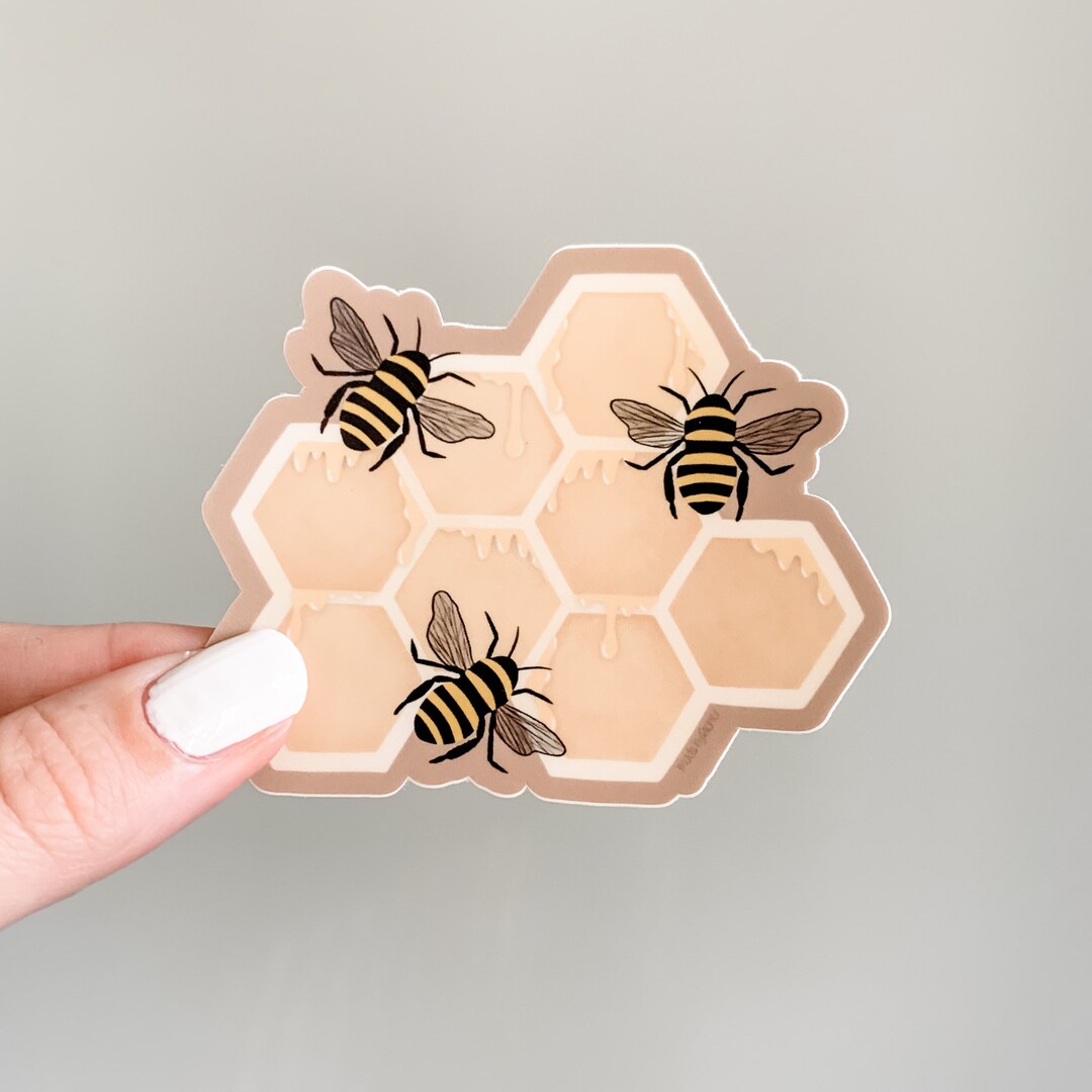 Bees on Honeycomb Waterproof Sticker for Water Bottle, Bee Stanley ...