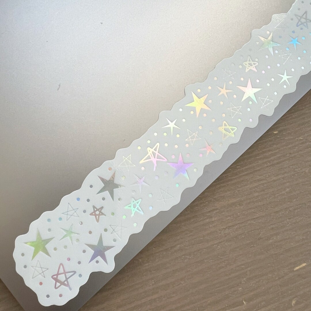 Holographic Star Wraparound Sticker: Waterproof Long Vinyl Sticker - Etsy