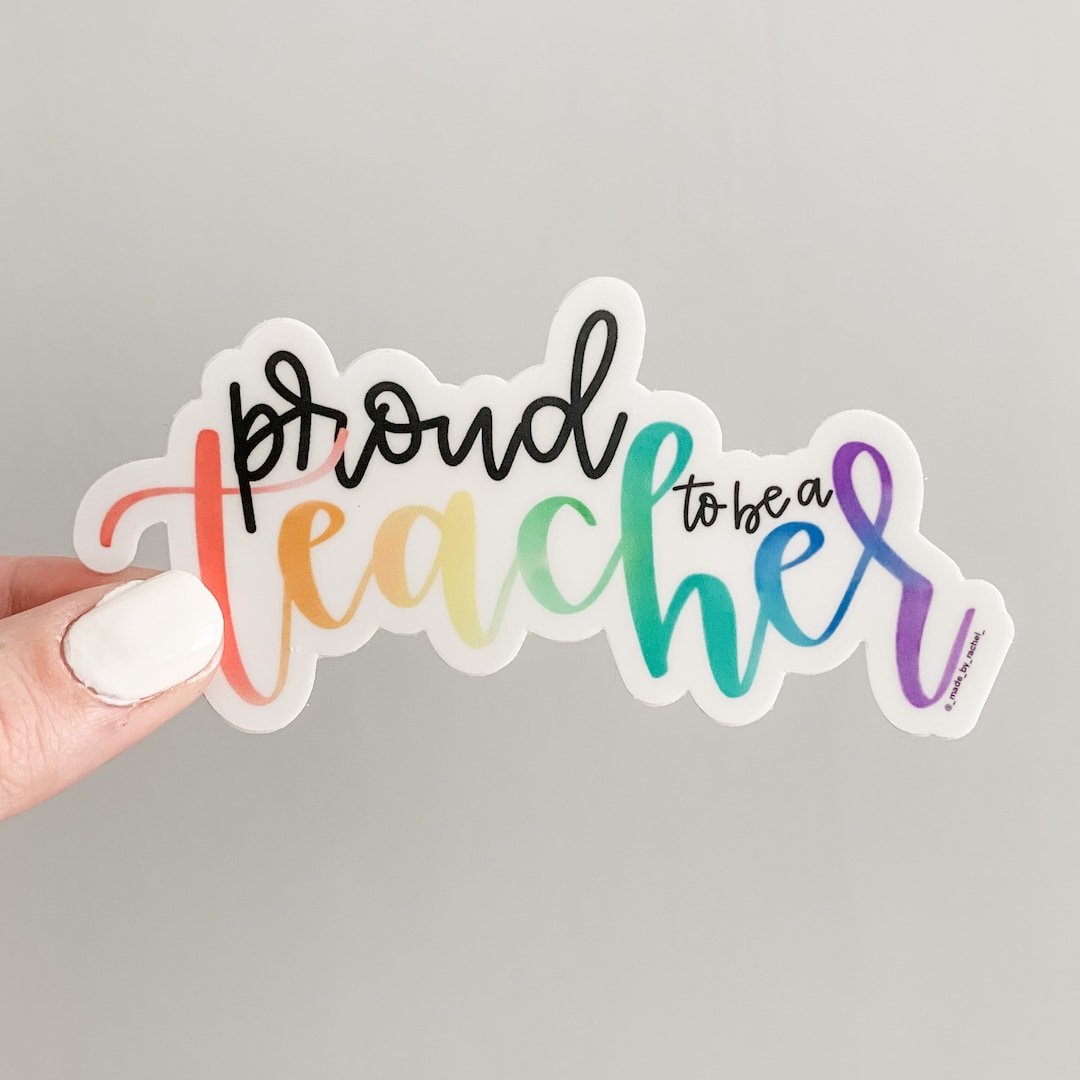 Proud to Be a Teacher Sticker for Laptop, Rainbow Teacher Water Bottle ...