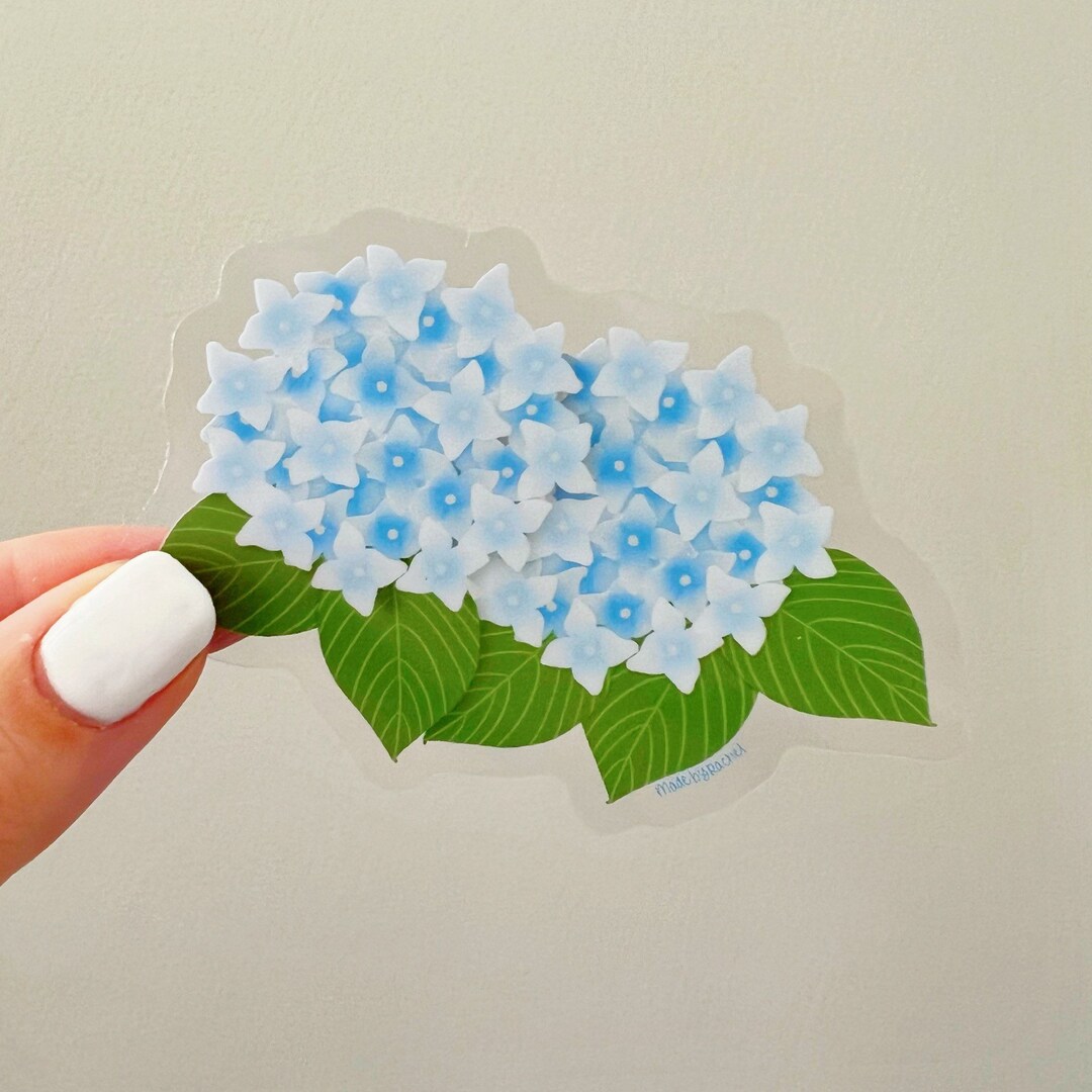 Blue Hydrangea Sticker / Blue Floral Sticker Transparent, Hydrangea ...