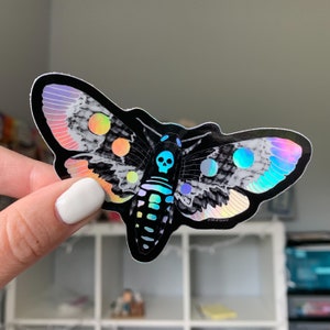 Deaths Head Moth Sticker, Holographic Death Moth Waterproof Sticker ...