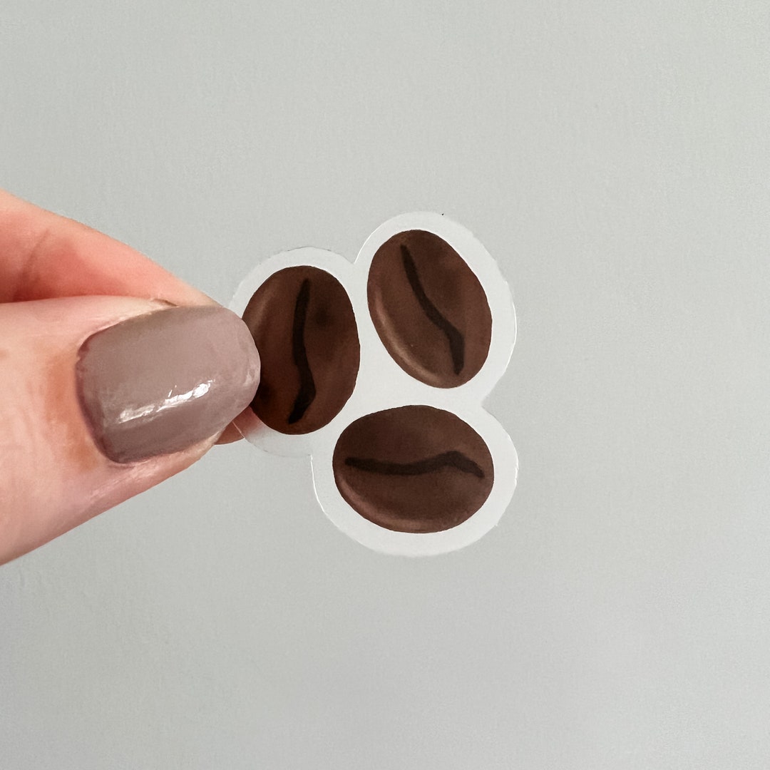 Mini Coffee Bean Sticker, Small Coffee Transparent Sticker, Clear ...