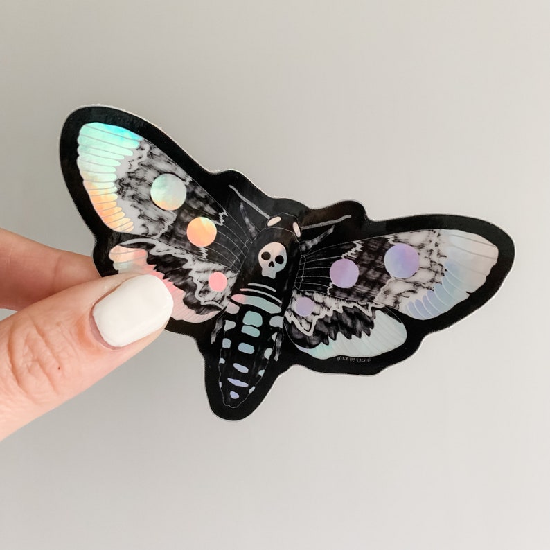 Deaths Head Moth Sticker // Holographic Moth Decal for | Etsy