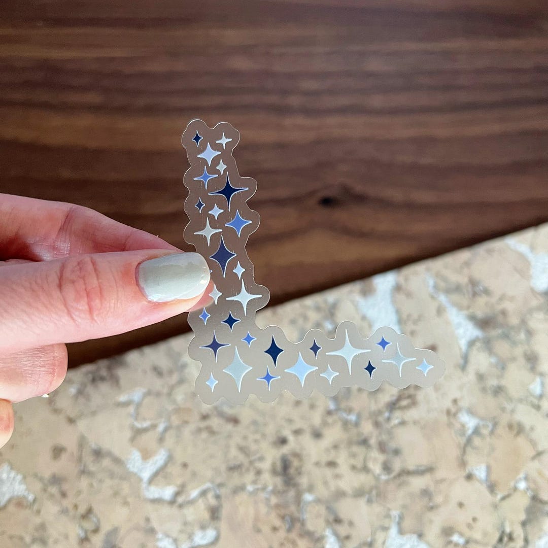 Blue Sparkle Corner Sticker: Transparent Vinyl Decal for Kindle, Laptop ...