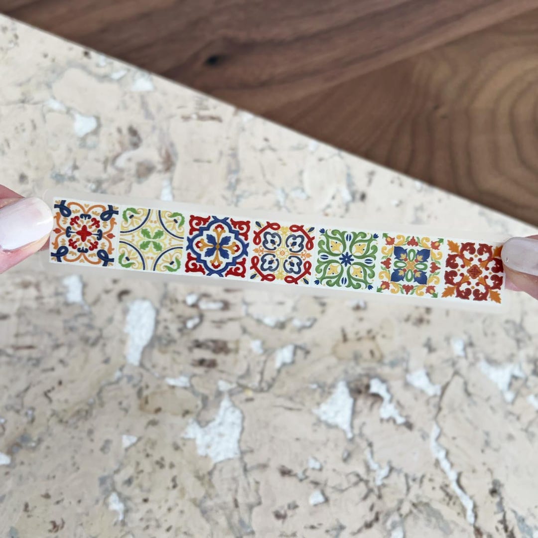 Multi Color Mediterranean Tile Long Sticker, Waterproof Colorful ...