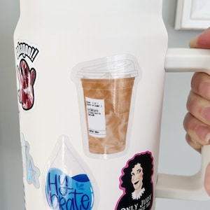 Iced Latte Sticker, Waterproof Iced Coffee Sticker for Water Bottle ...