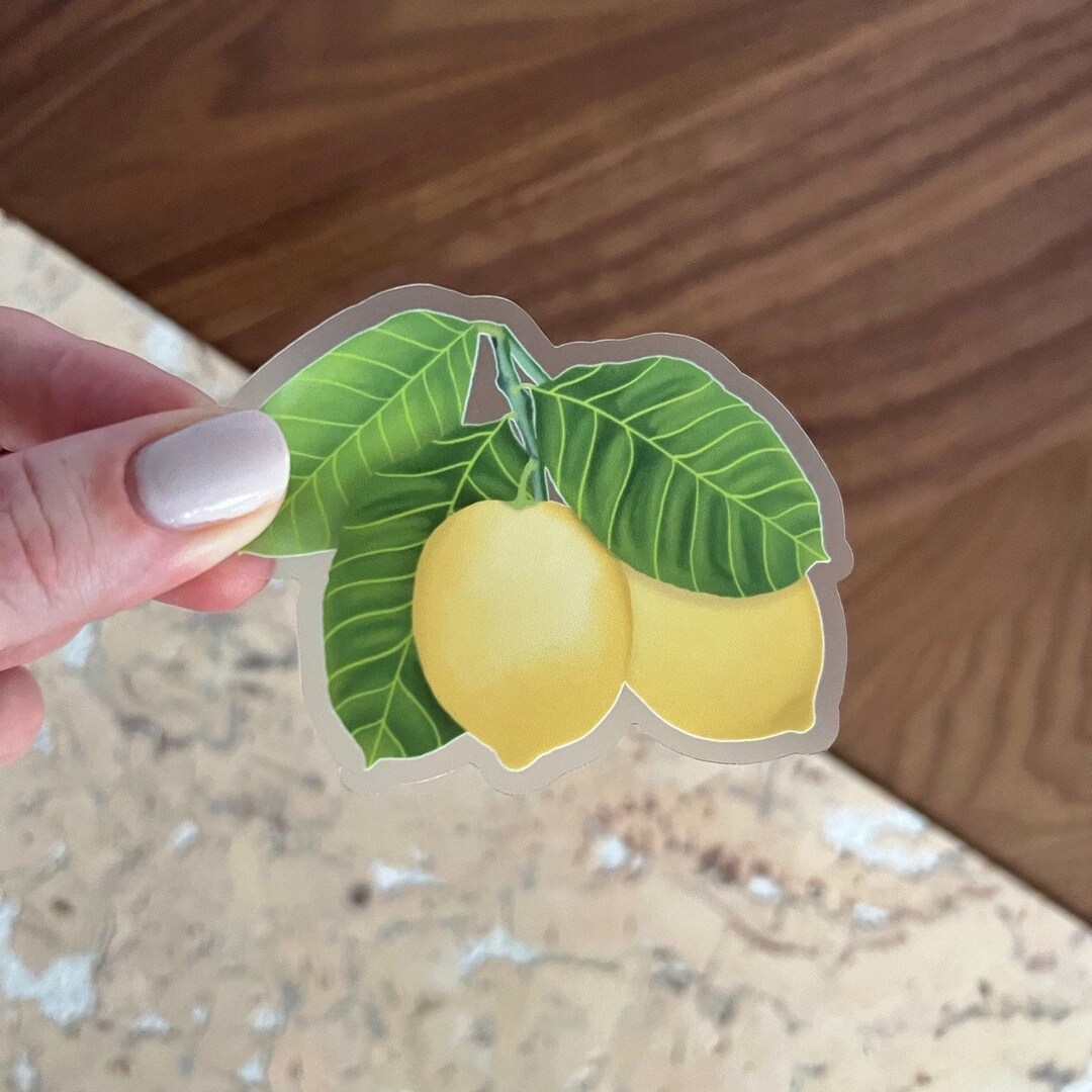 Lemon and Leaves Sticker, Lemon Sticker Waterproof, Sticker for Water ...