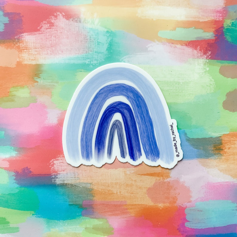 Blue Rainbow Sticker for Stanley Cup, Waterproof Sticker, Boho Rainbow ...