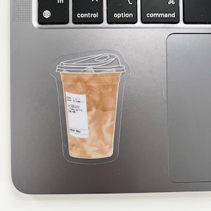 Iced Latte Sticker, Waterproof Iced Coffee Sticker for Water Bottle ...