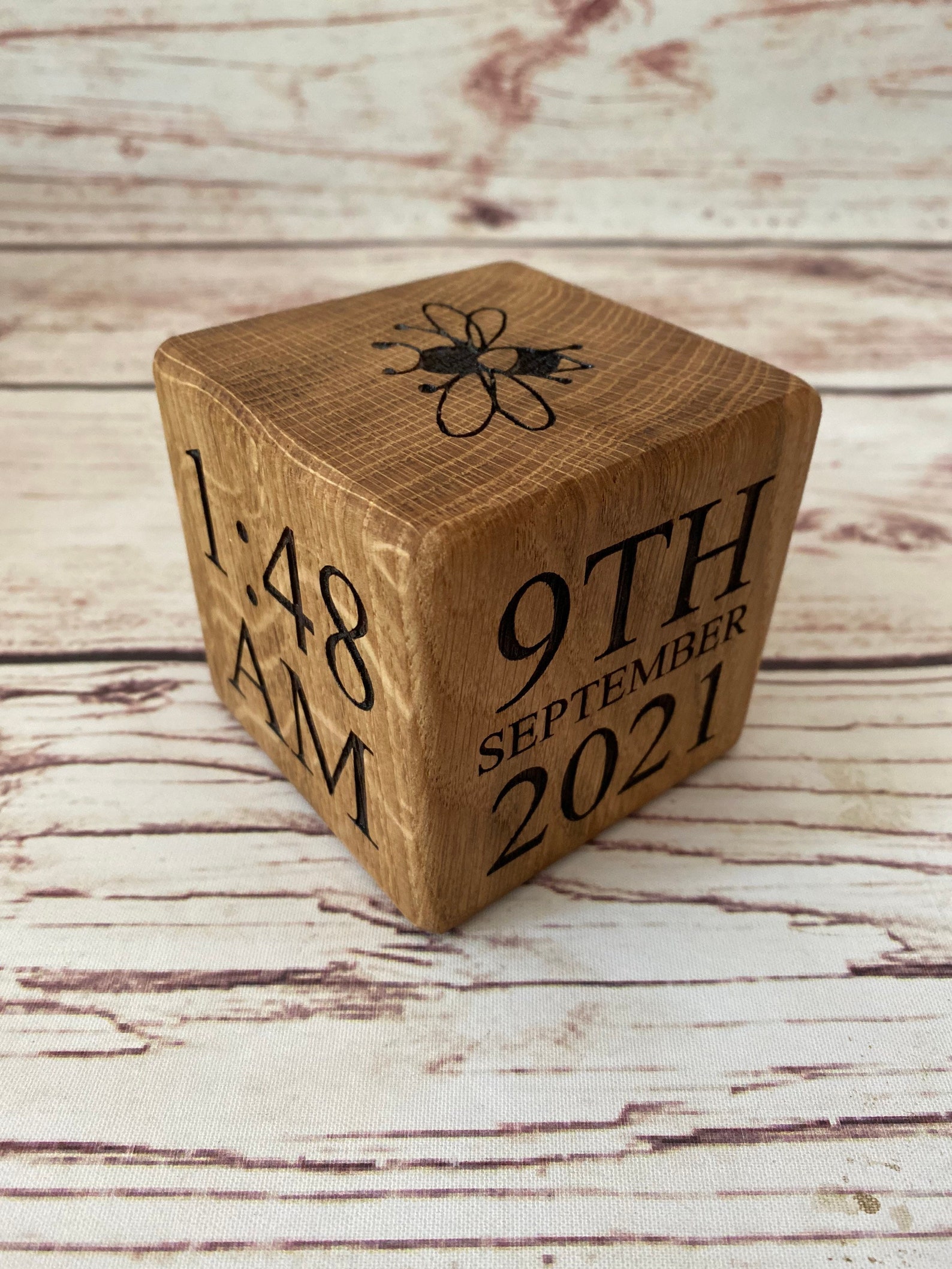 Personalised Oak Birth / Christening Block Keepsake - Etsy