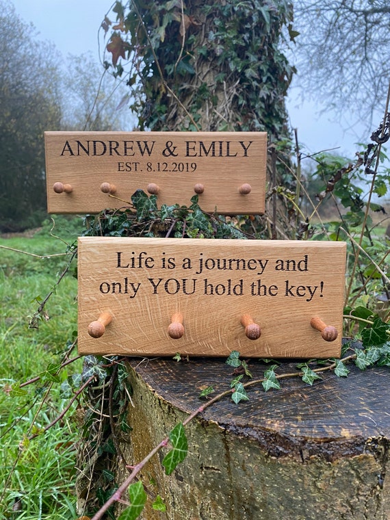 Personalised Engraved Oak Key Rack / Holder - Etsy UK