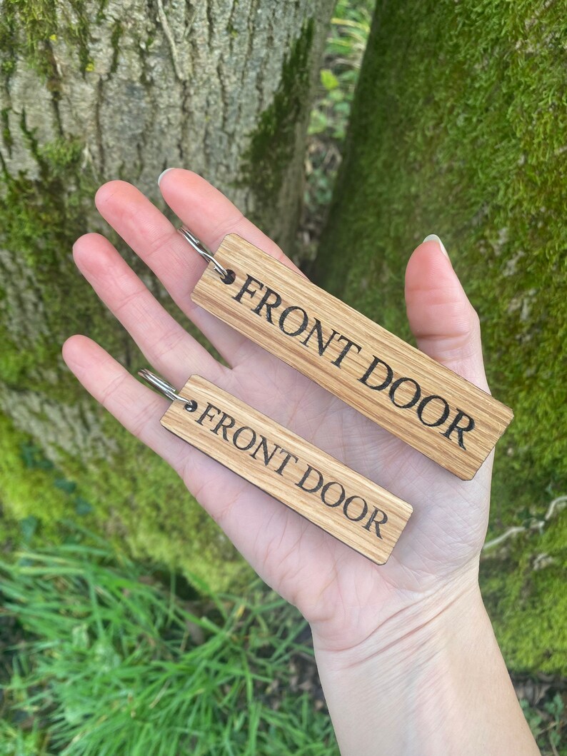 Solid Oak Personalised Key Ring - Etsy