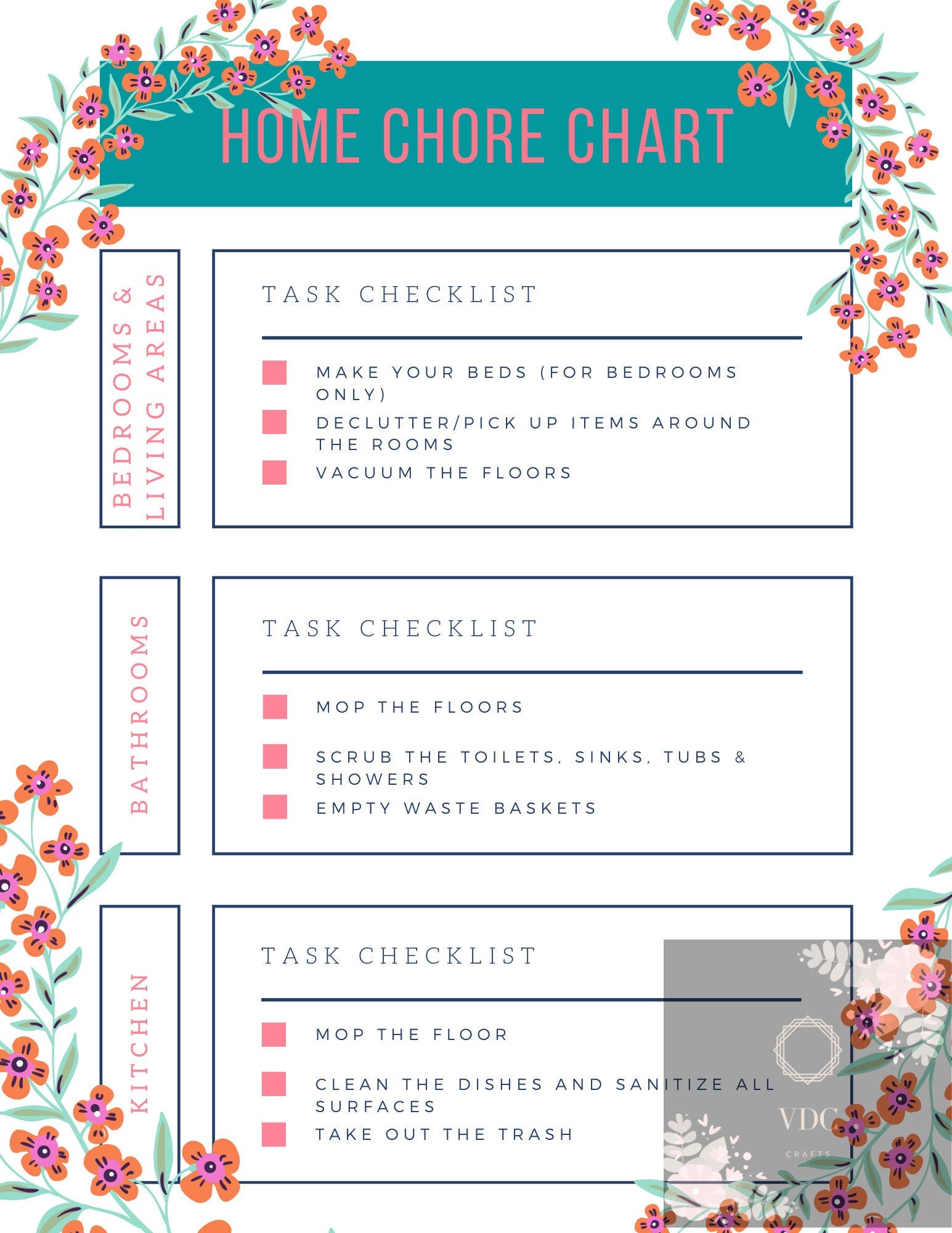 Home Chore Chart - Etsy