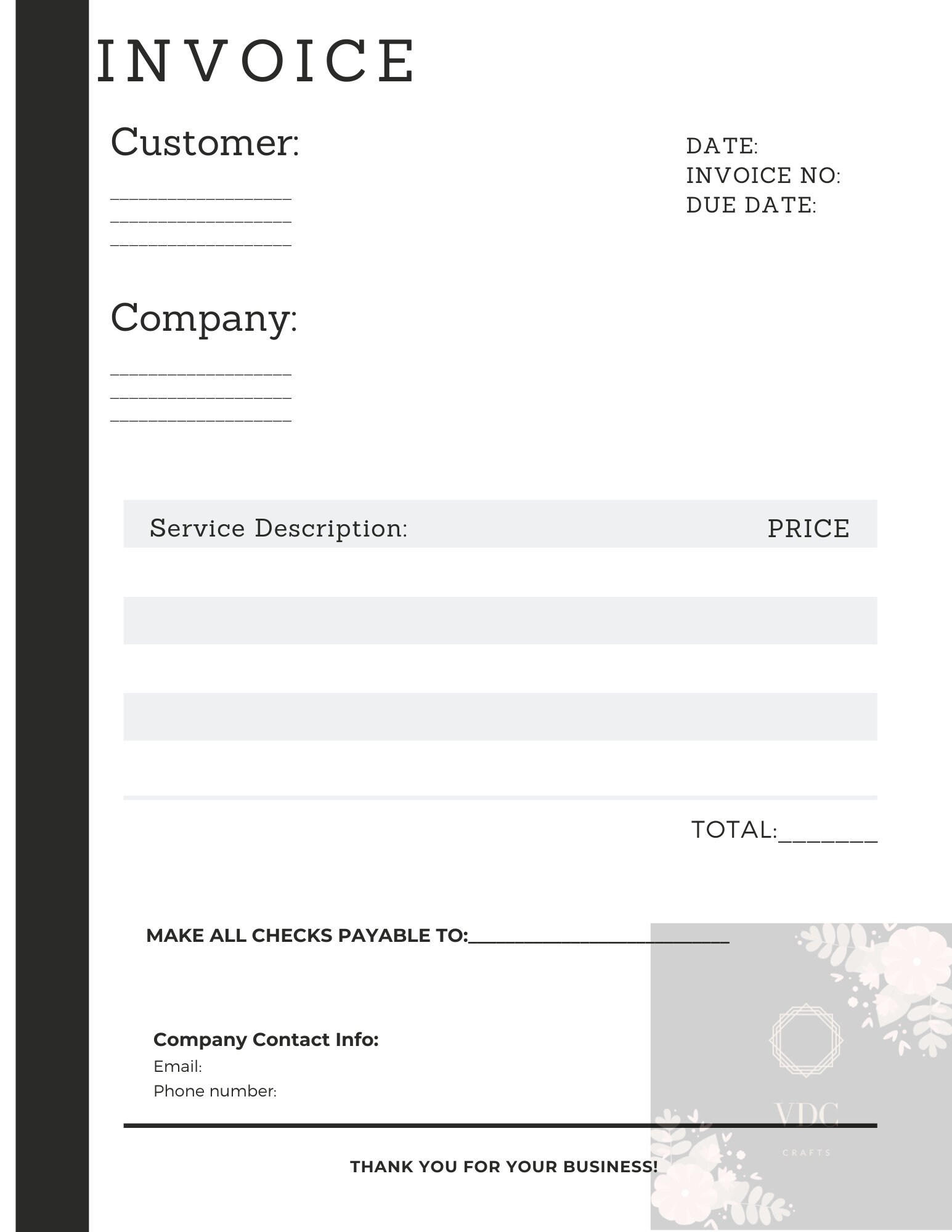 Simple Invoice - Etsy