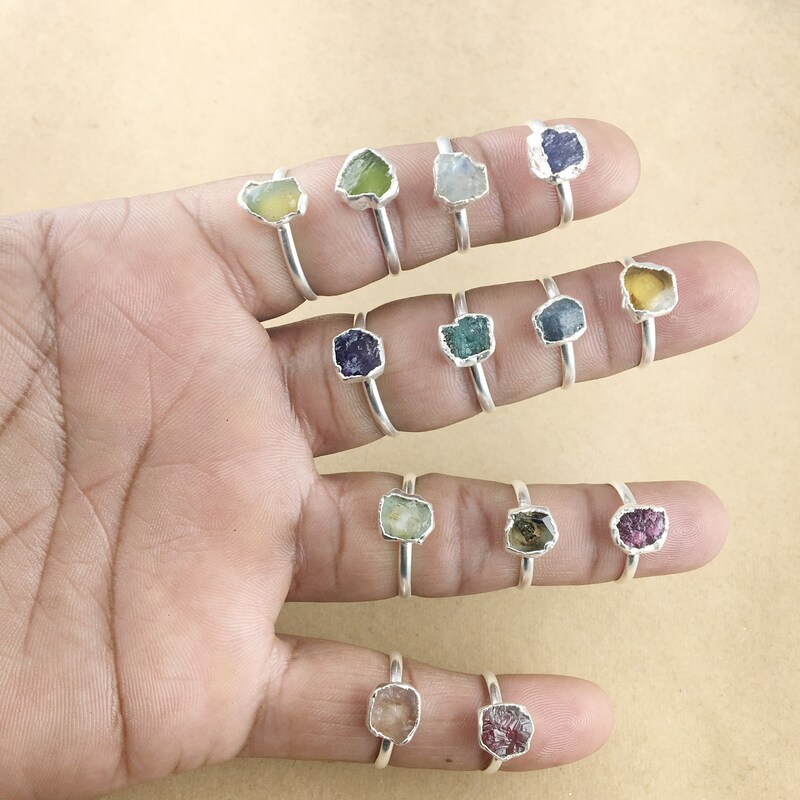 Sterling Silver Crystal Rings - Etsy