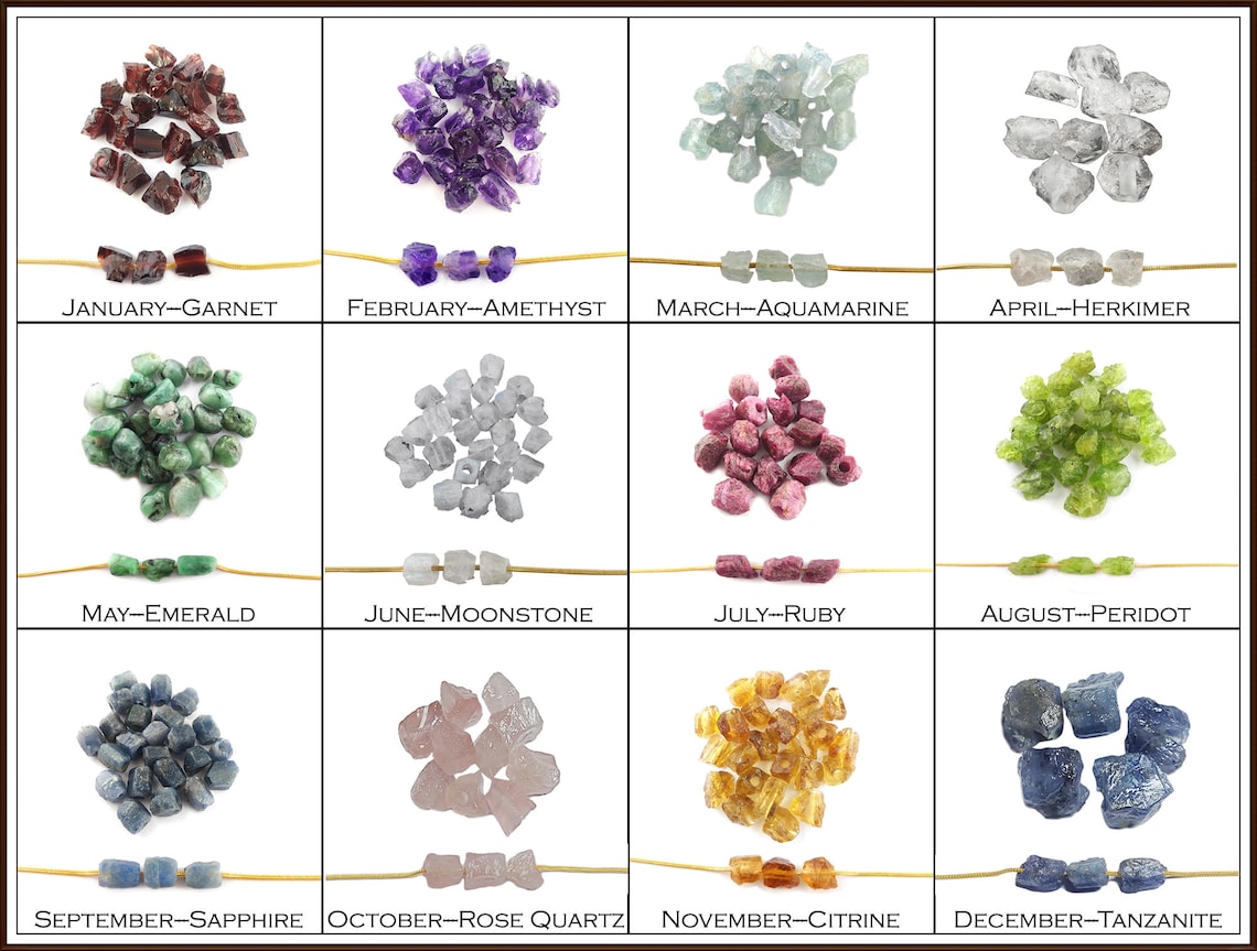 2 Pcs Raw Birthstone 8-10mm Large Hole Center Drilled Beads - Etsy